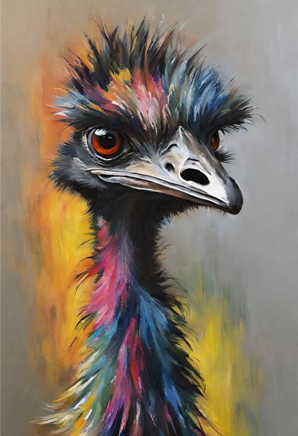 Colourful-Emu-Bird Australian Animal Giclée Art Print. – Brush Stroked